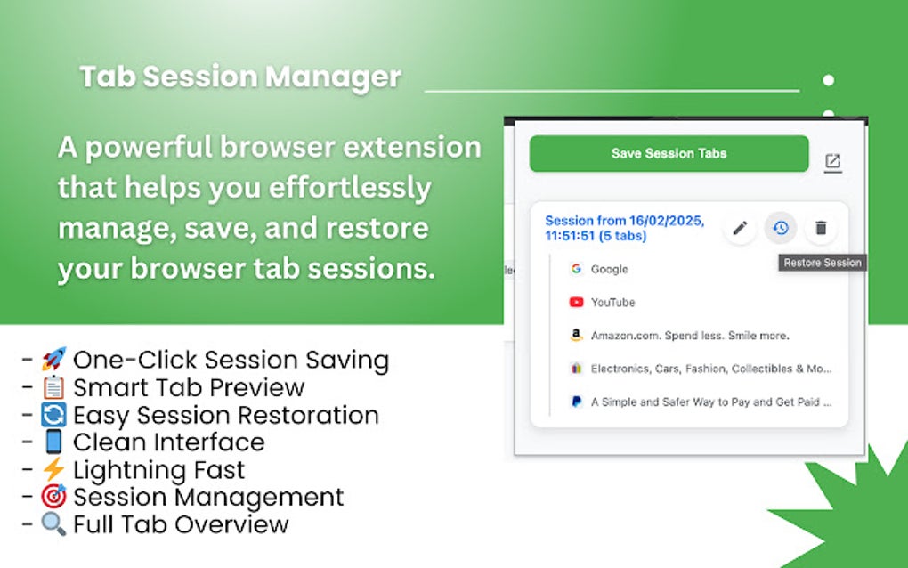 Tab Session Manager para Google Chrome - Extensión Descargar