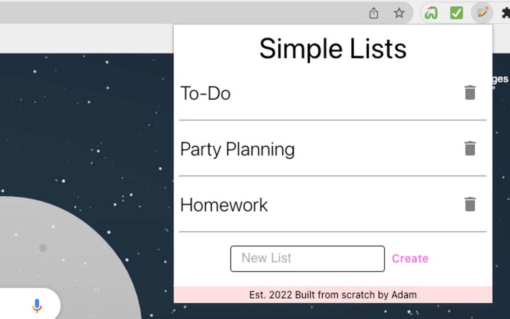 Simple Lists for Google Chrome - 拡張機能 無料・ダウンロード