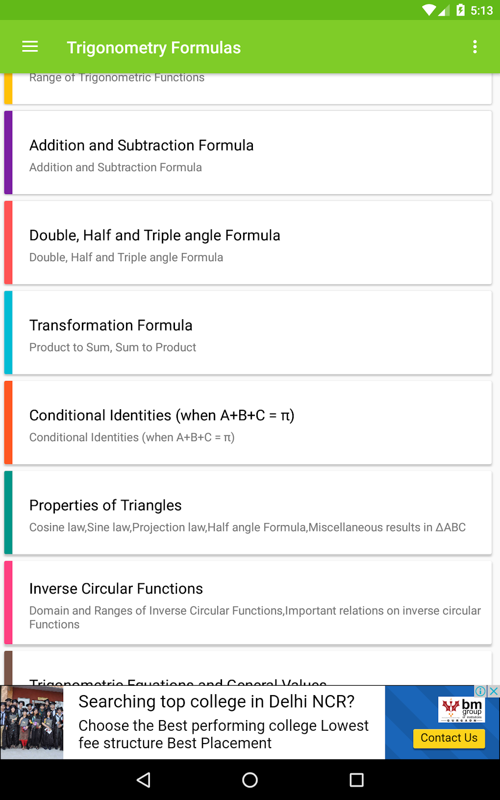 All Trigonometry Formulas for Android - Download All Trigonometry Formulas for Android - Download