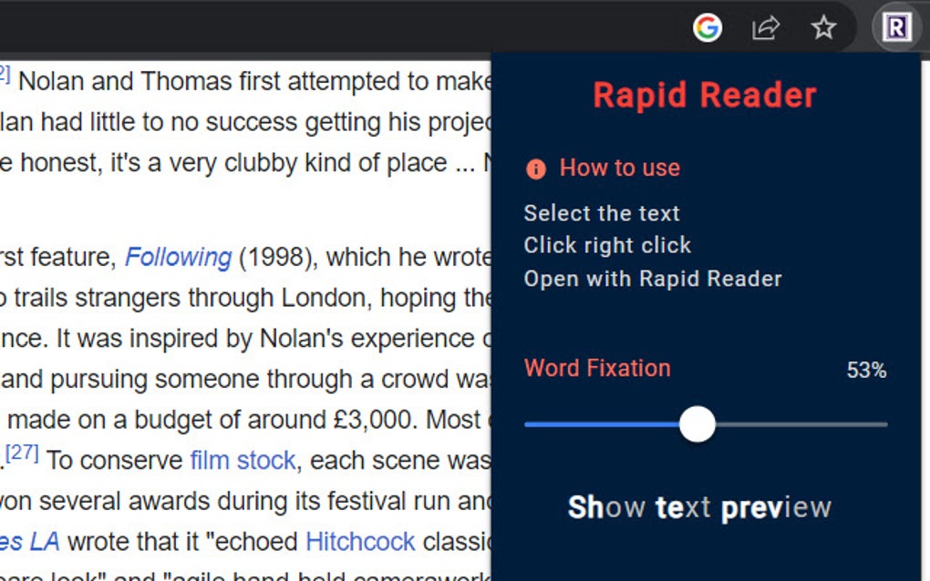 Rapid Reader for Google Chrome - Extension Download