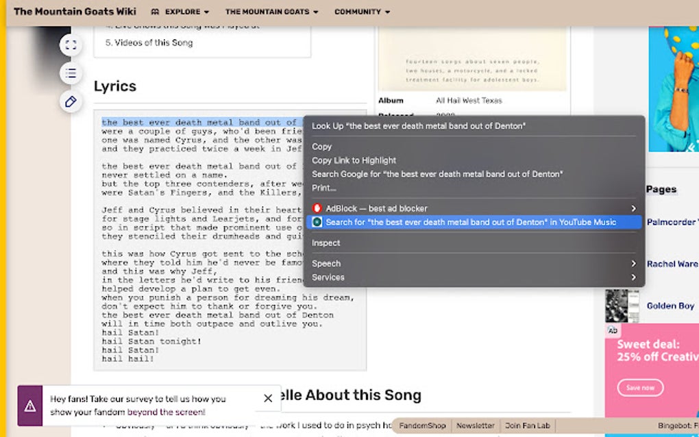 YouTube Music Selection Search for Google Chrome - Extension Download