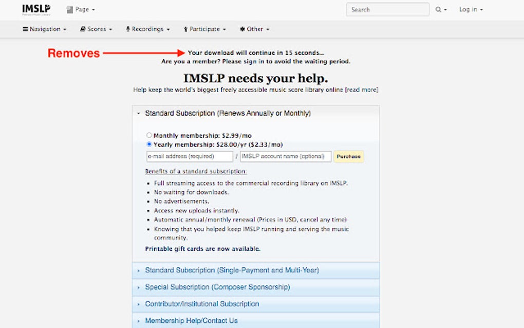 IMSLP No-Wait para Google Chrome - Extensión Descargar