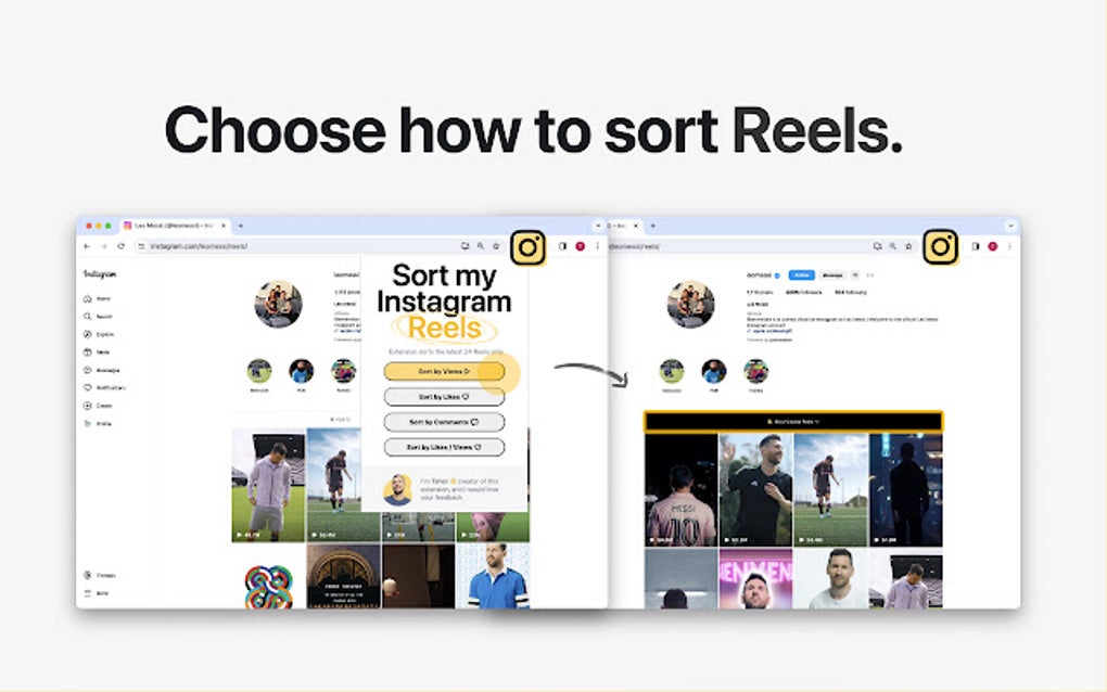 Sort my Instagram Reels for Google Chrome - Extension Download
