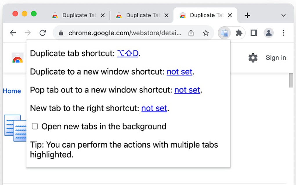 Duplicate Tab Shortcut Google Chrome 용 - 확장 프로그램 다운로드