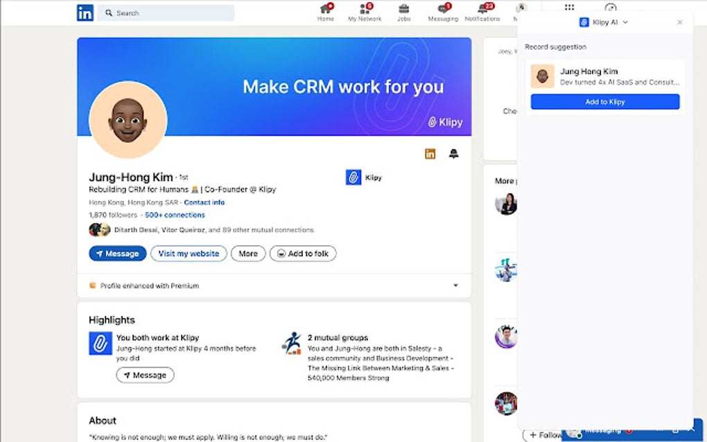 Klipy linkedin extension Google Chrome 용 - 확장 프로그램 다운로드