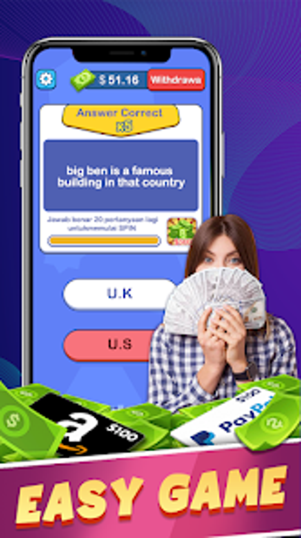 Trivia Quiz: Earn Cash สำหรับ Android - ดาวน์โหลด