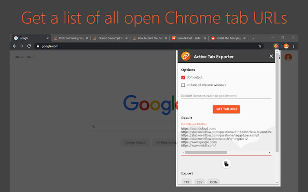 Active Tab Exporter for Chrome for Google Chrome - Extension Download