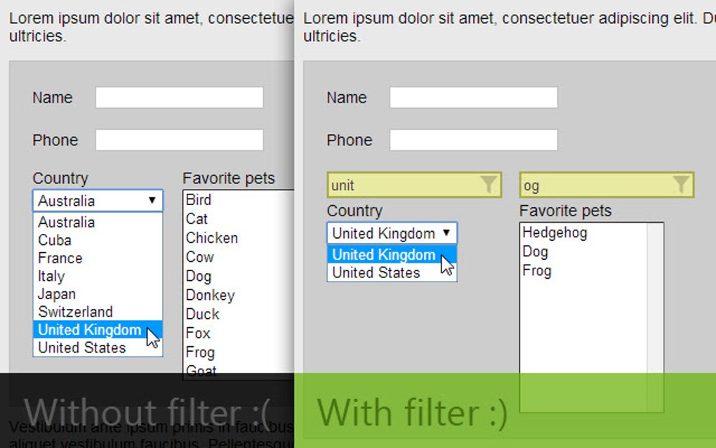 Select filter para Google Chrome - Extensión Descargar