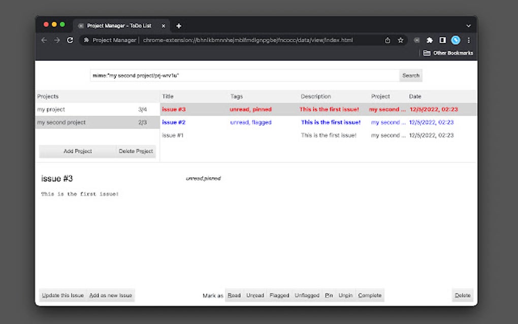 Project Manager Google Chrome için - Eklenti İndir