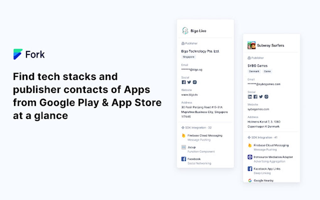 Fork - Find tech stacks and contacts of Apps para Google Chrome - Extensión Descargar