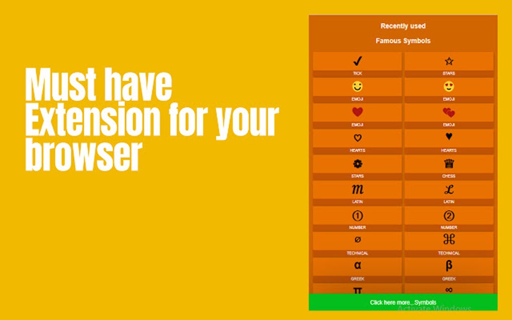 Symbols Copy and Paste pour Google Chrome - Extension Télécharger