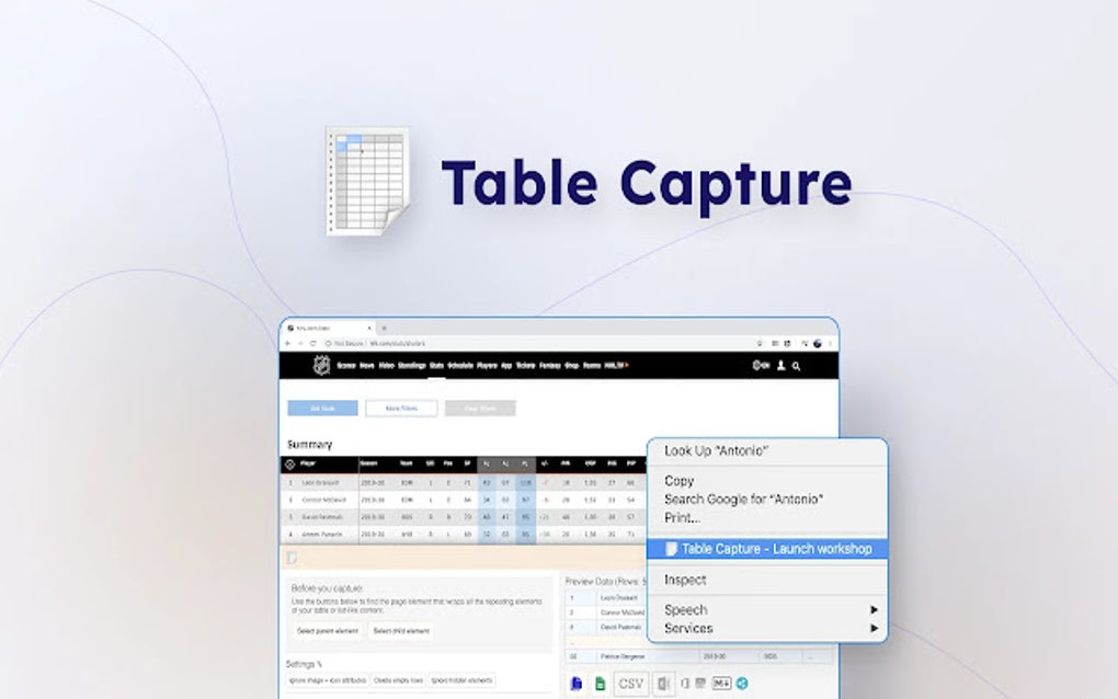 Table Capture para Google Chrome - Extensión Descargar