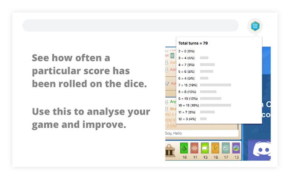 Colonist Dice History สำหรับ Google Chrome - ส่วนขยาย ดาวน์โหลด