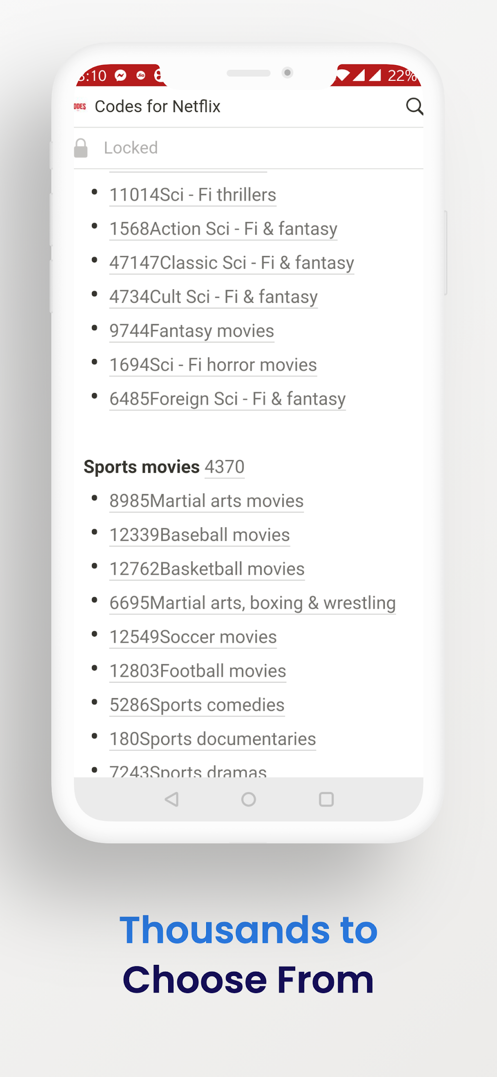 Codes for Netflix for Android - Download