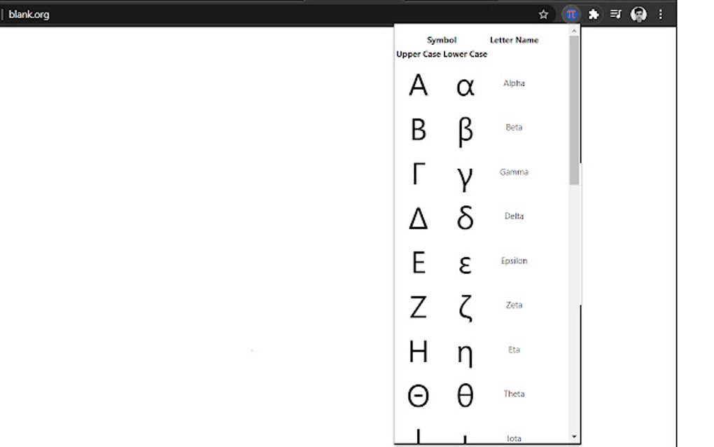 Greek alphabet for Google Chrome - Extension Download