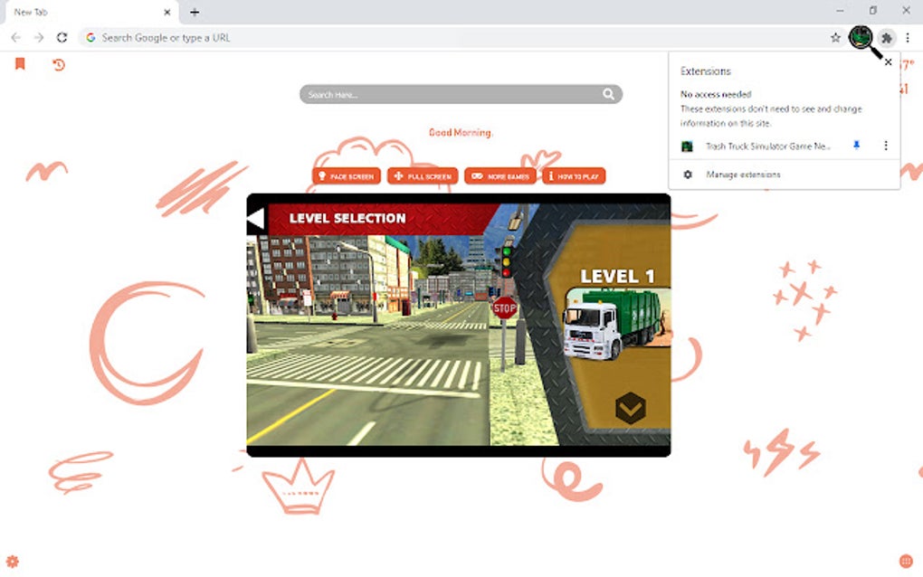 Trash Truck Simulator Game New Tab for Google Chrome - Extension Download