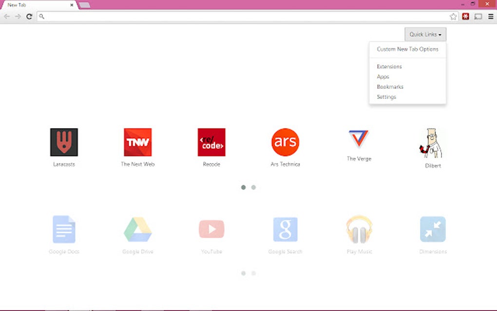 Custom New Tab para Google Chrome - Extensión Descargar