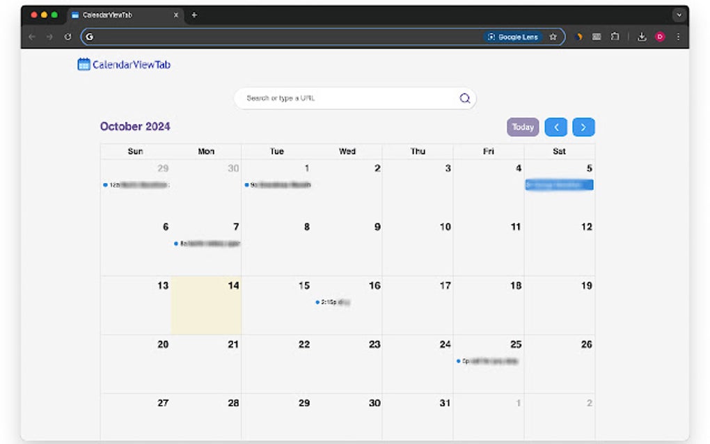 Calendar View Tab Google Chrome 용 - 확장 프로그램 다운로드