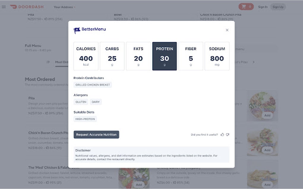BetterMenu for Online Ordering BETA Google Chrome 용 - 확장 프로그램 다운로드