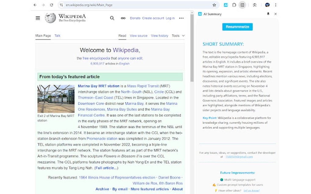AI Summary Google Chrome 용 - 확장 프로그램 다운로드