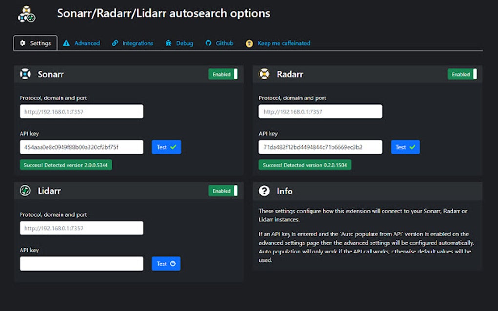 Sonarr/Radarr/Lidarr autosearch for Google Chrome - Extension Download