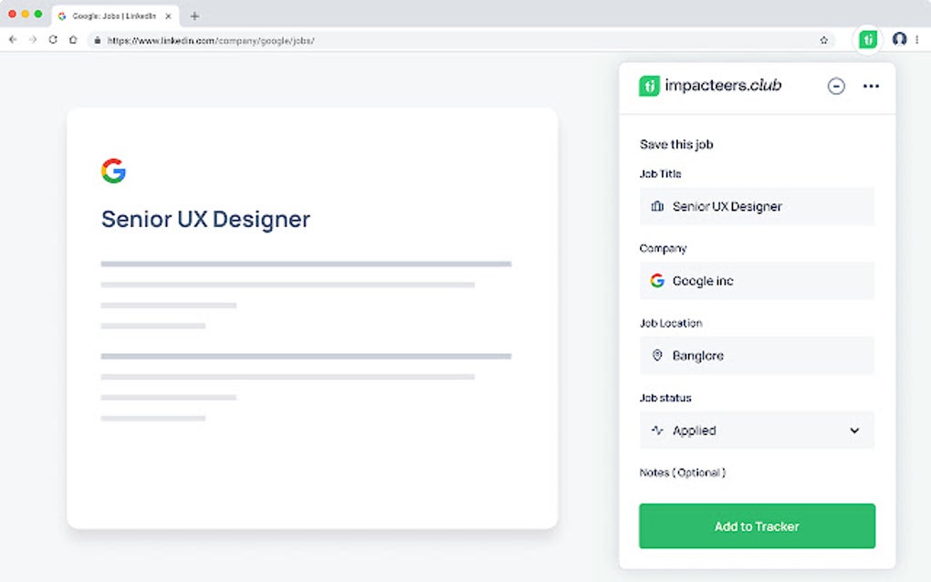 impacteers.club Job Tracker para Google Chrome - Extensión Descargar