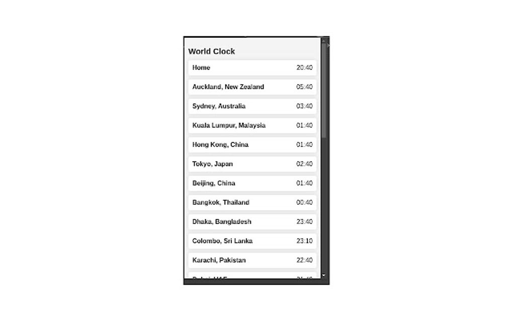 World Clock for Google Chrome - Extension Download
