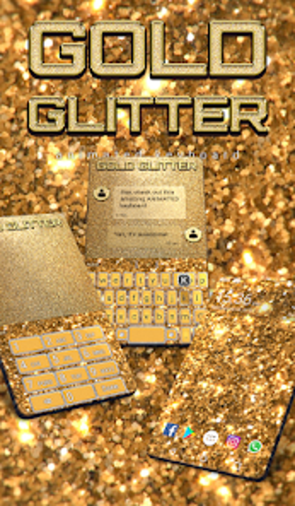 Gold Glitter Animated Keyboard for Android - Download