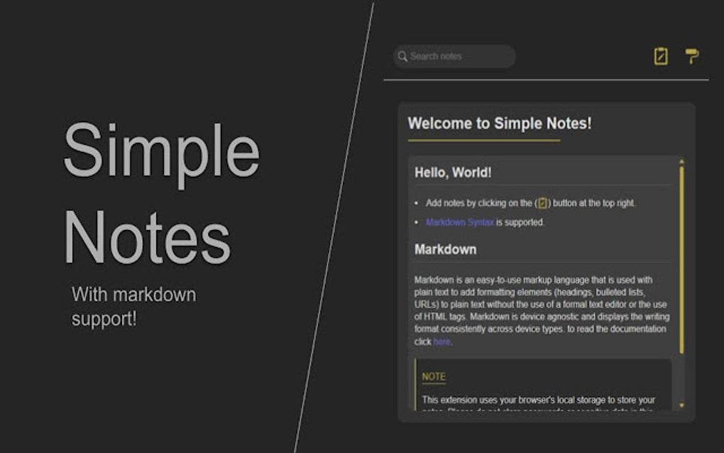 Simple Notes für Google Chrome - Erweiterung Download