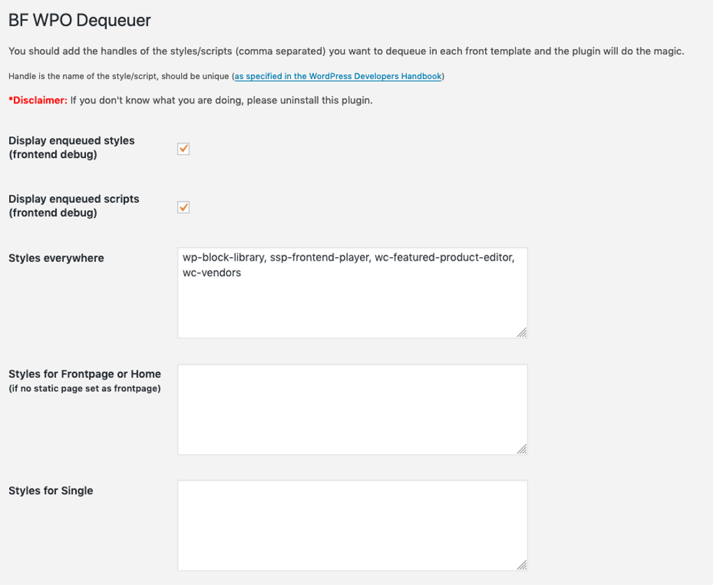 BF WPO Dequeuer para WordPress - Descargar