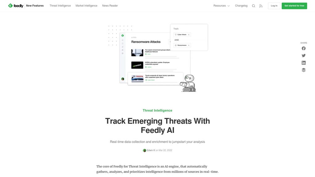 AI 비즈니스를 위한 Feedly for Threat Intelligence - 리뷰, 기능 및 사용 사례