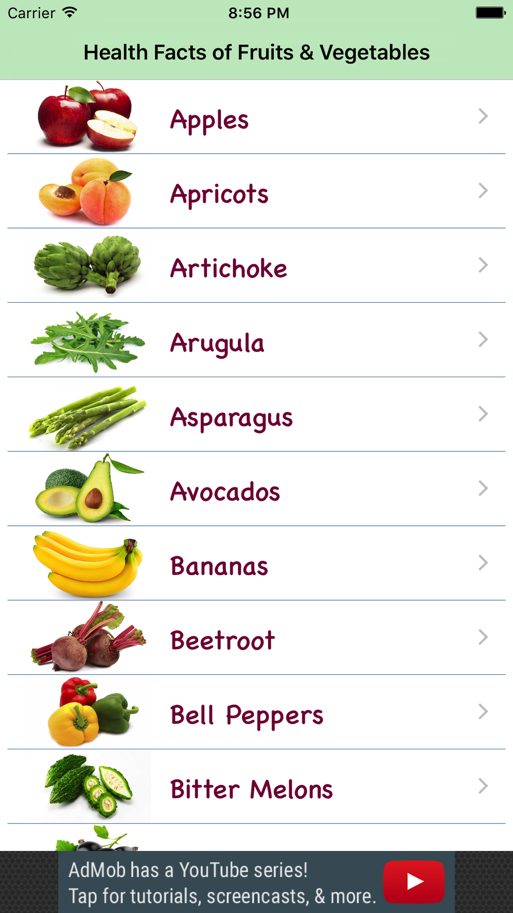 Health Facts of Fruits and Vegetables para iPhone - Descargar