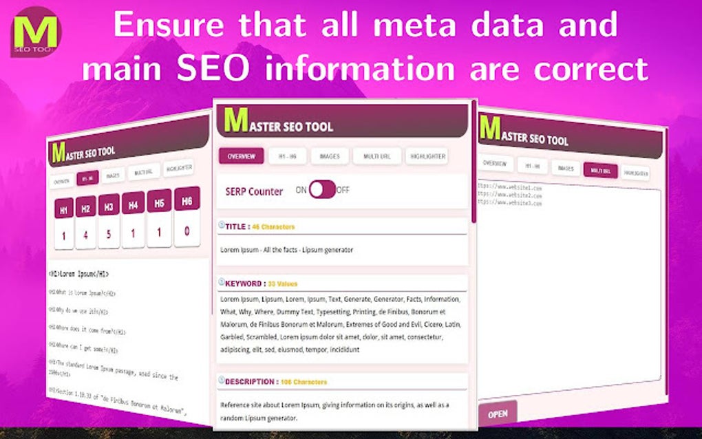 MASTER SEO Tool-Free SERP Checker & SEO META para Google Chrome - Extensão Download