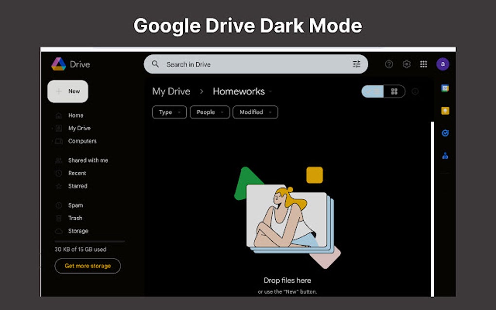 Google Drive Dark Mode Google Chrome 용 - 확장 프로그램 다운로드