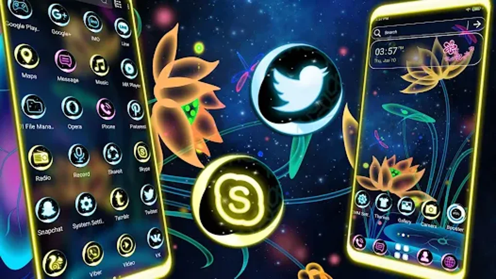 Neon Glowing Flower Theme for Android - Download