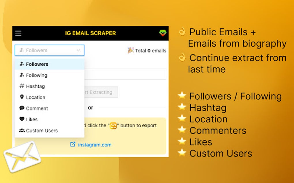 EmailFox - IG Email Extractor and Scraper Google Chrome 용 - 확장 프로그램 다운로드