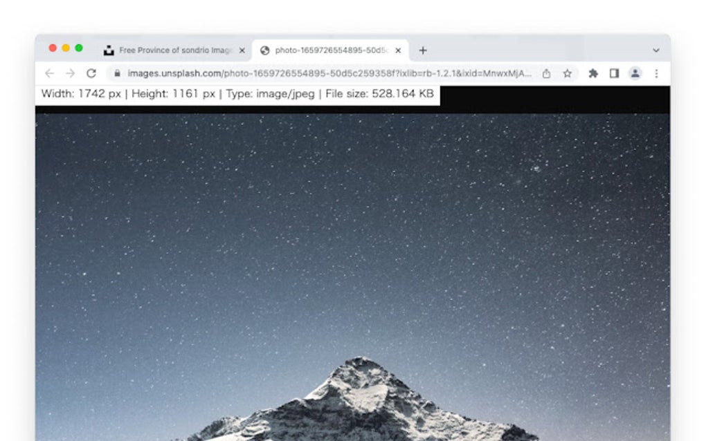Image info tab pour Google Chrome - Extension Télécharger