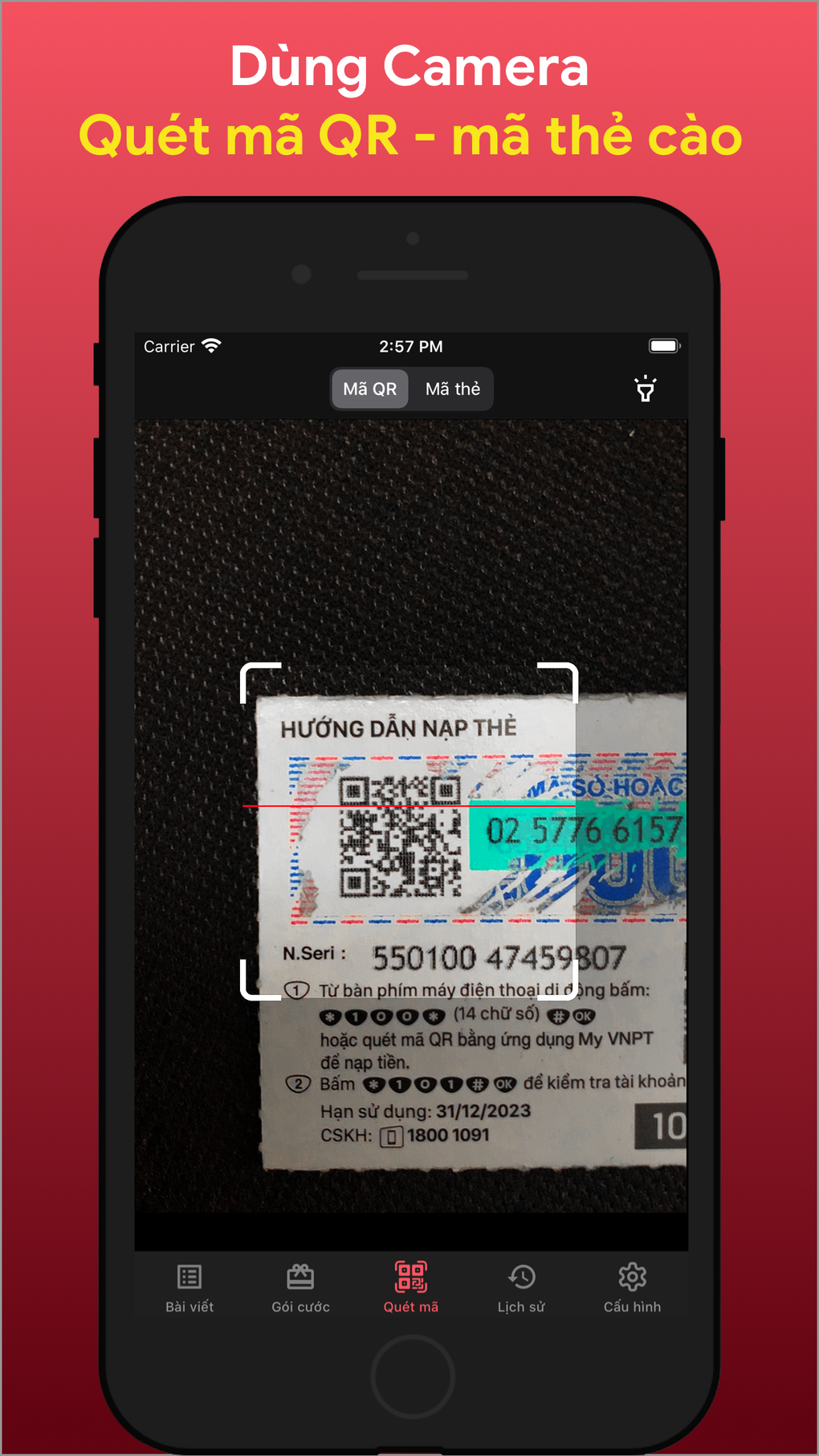 Nạp thẻ cào - Mã QR per iPhone - Download