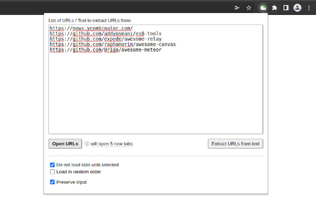 Open Multiple URLs for Google Chrome - Extension Download