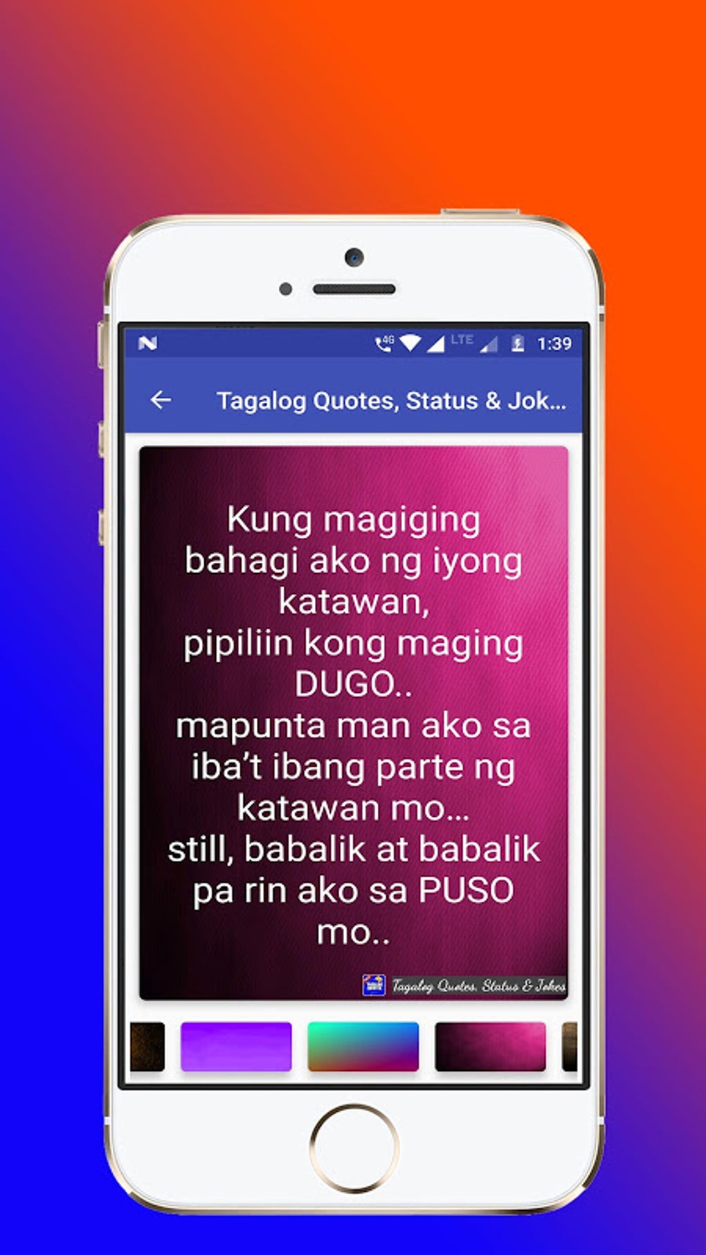 Tagalog, Hugot, Pinoy & Bisaya Love Quotes Editor for Android - Download