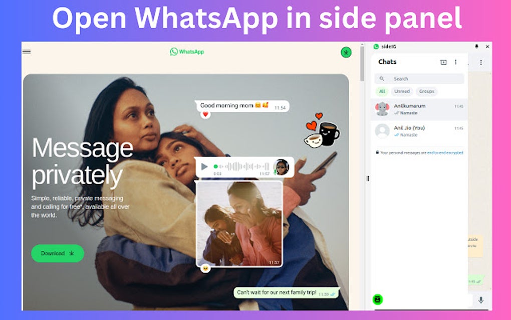 sideWA - Open WhatsApp in side panel สำหรับ Google Chrome - ส่วนขยาย ...