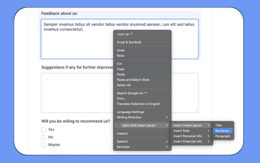 right click lorem ipsum for Google Chrome - Extension Download