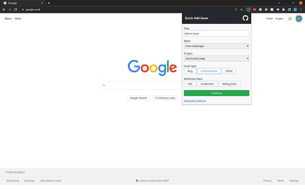 Quick add issue to GitHub para Google Chrome - Extensión Descargar