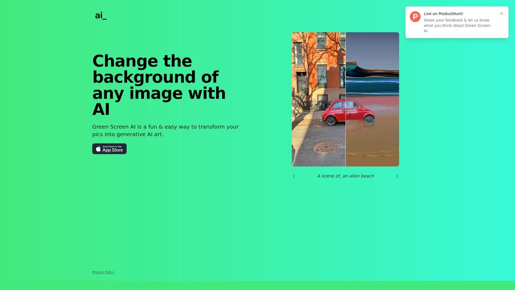 Green Screen AI for AI Image generator & editor: review, features & use ...