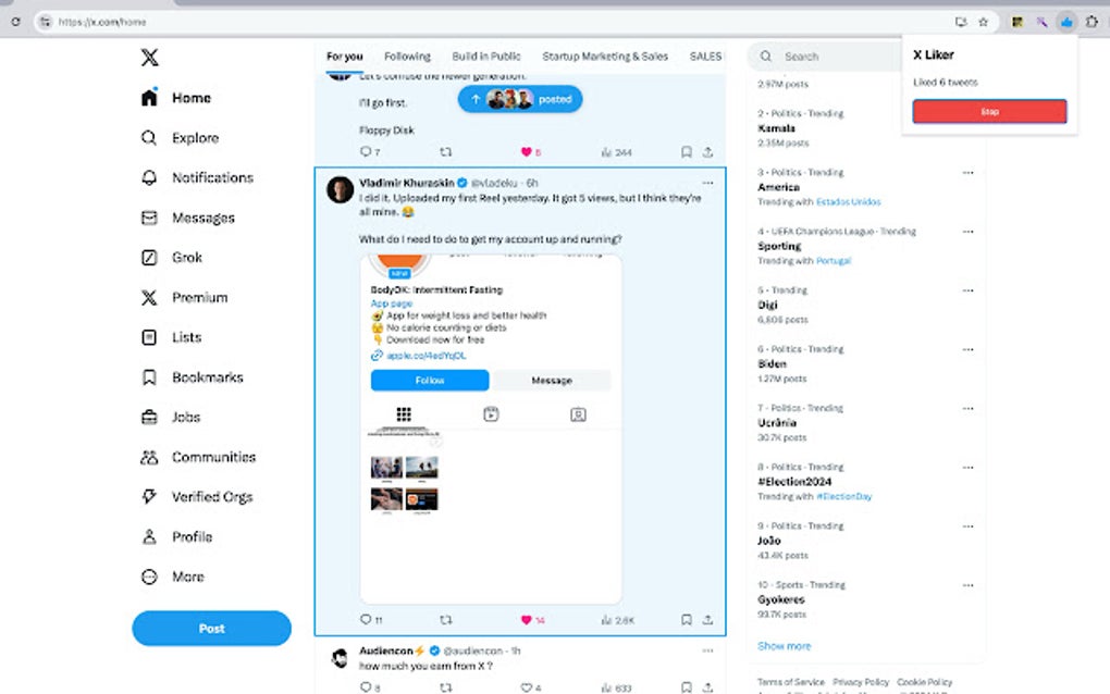 Auto Like Twitter / X Tool Google Chrome 용 - 확장 프로그램 다운로드