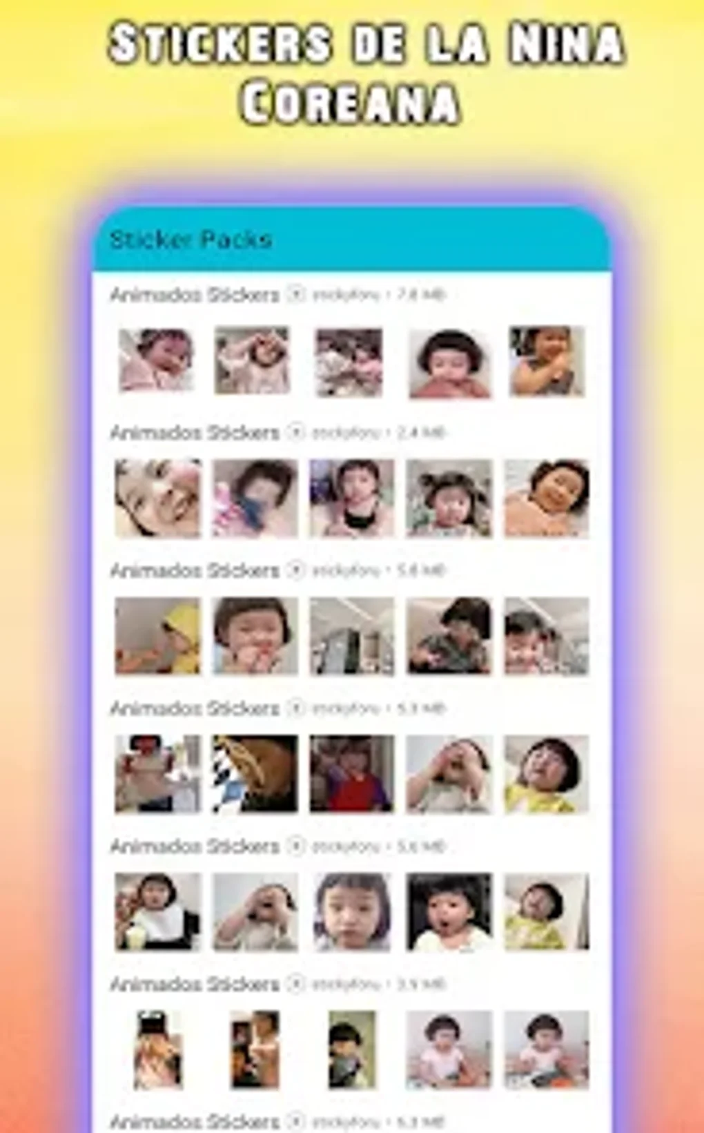 Animadas Stickers Niña Coreana para Android - Descargar