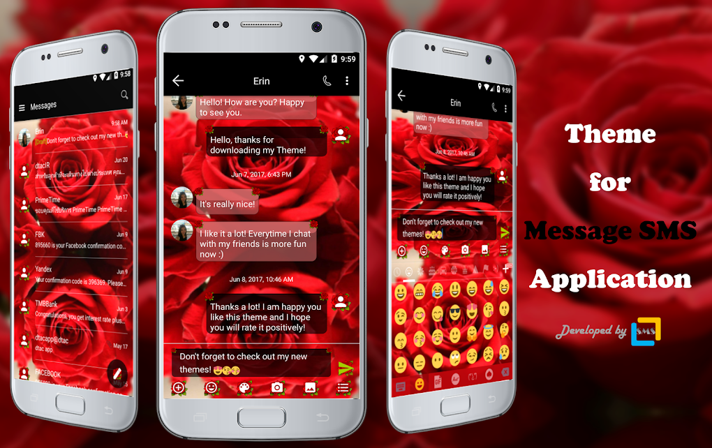 SMS Messages Love Rose Theme APK for Android - Download