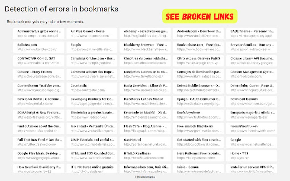 Bookmarks Clean - Detect damaged favorites para Google Chrome ...