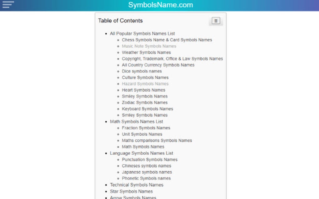 Symbol Name for Google Chrome - Extension Download