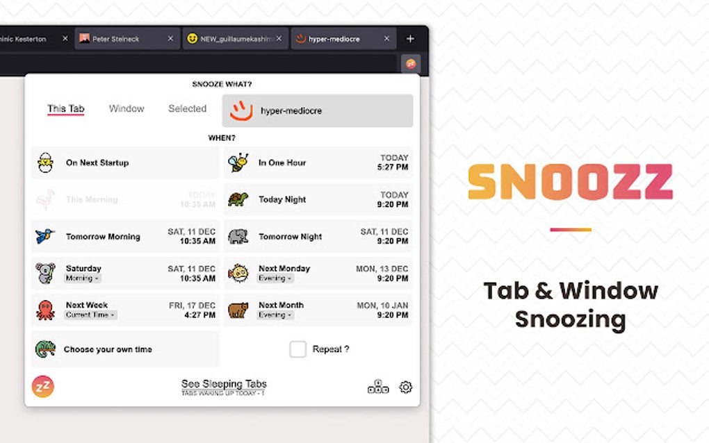 Snoozz - Snooze Tabs & Windows for later (Windows) - Descargar